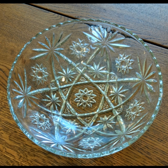 Anchor Hocking | Dining | Star Of David Pattern Clear Glass Bowl | Poshmark
